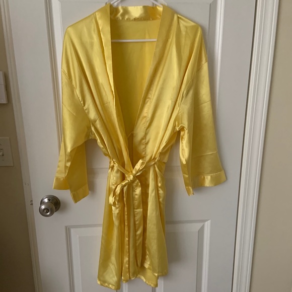 Intimates & Sleepwear | New Large Yellow Satin Robe | Poshmark